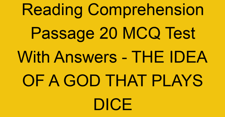 Reading Comprehension Passage 19 MCQ Test With Answers - TWO GREAT ...