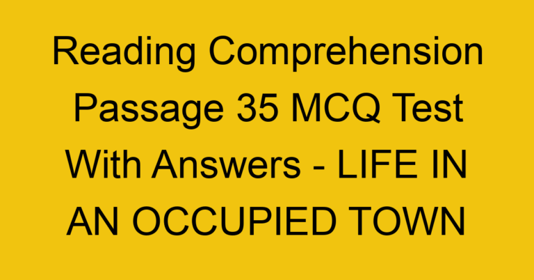 Reading Comprehension Passage 37 MCQ Test With Answers - [TITLE TO BE ...