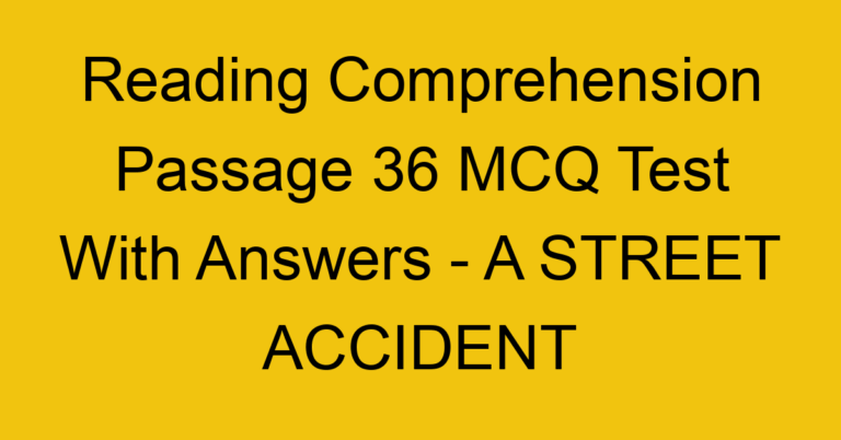 Reading Comprehension Passage 37 MCQ Test With Answers - [TITLE TO BE ...