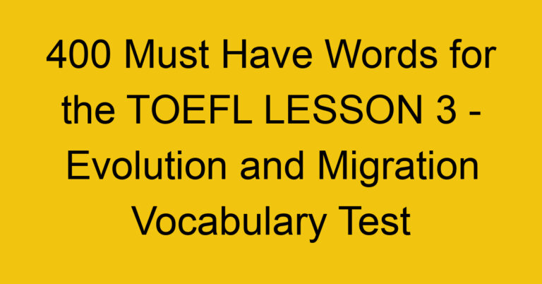 400 Must Have Words for the TOEFL LESSON 5 - Time Efficiency Vocabulary ...